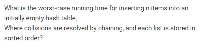 Solved What is the worst-case running time for inserting n | Chegg.com