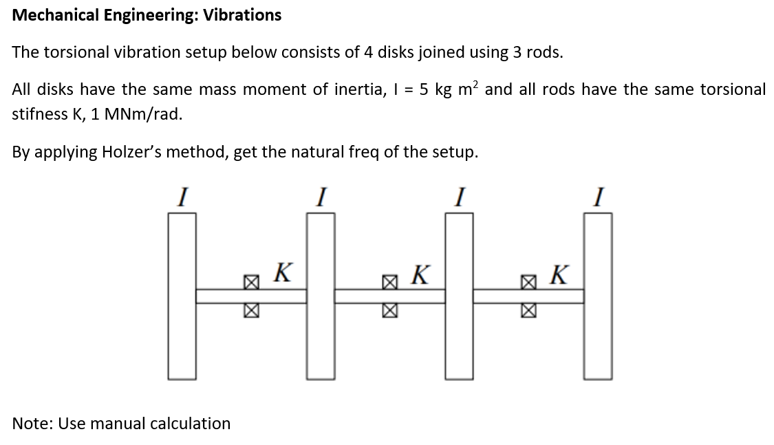 Solved Mechanical Engineering: Vibrations The torsional | Chegg.com