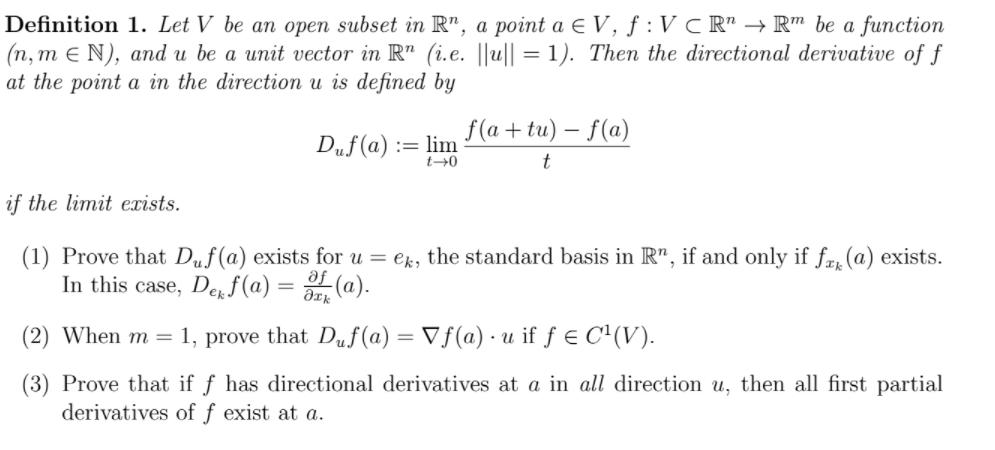 Solved Definition 1. Let V be an open subset in R”, a point | Chegg.com