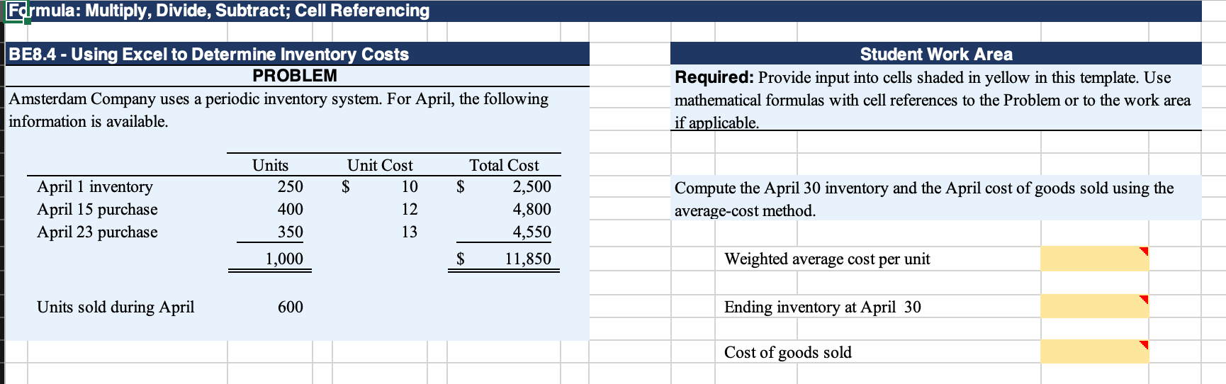 Solved Formula Multiply Divide Subtract Cell Referencing 