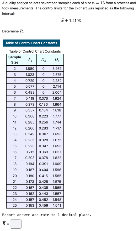 Solved A quality analyst selects seventeen samples each of | Chegg.com