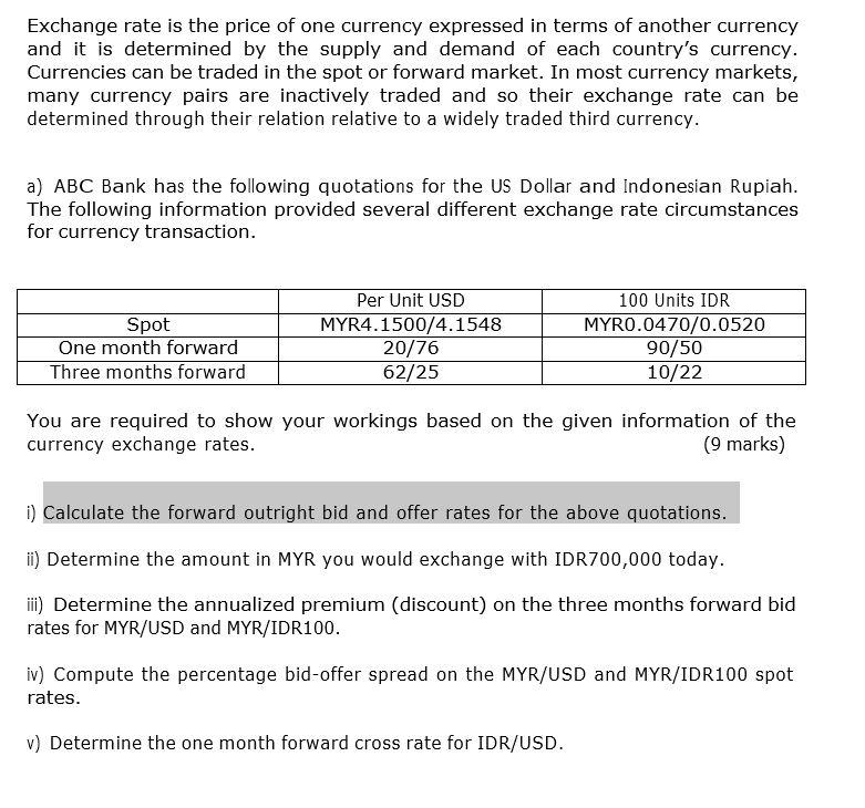 Solved Exchange rate is the price of one currency expressed | Chegg.com