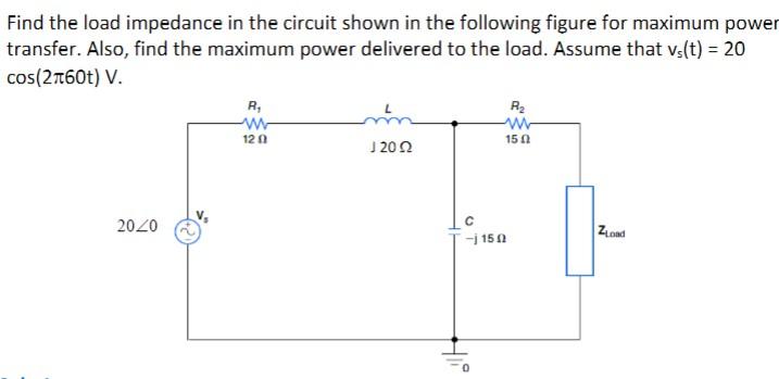 Solved Find the load impedance in the circuit shown in the | Chegg.com