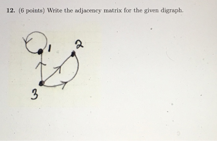 Solved Write the adjacency matrix for the given digraph. | Chegg.com