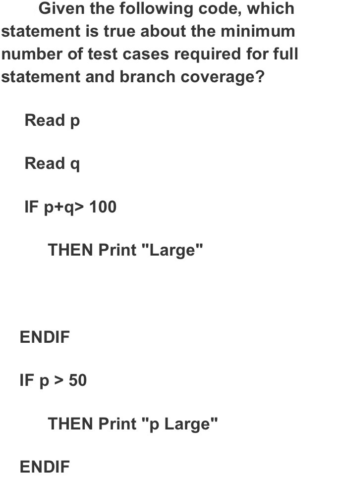 Solved Given the following code, which statement is true | Chegg.com