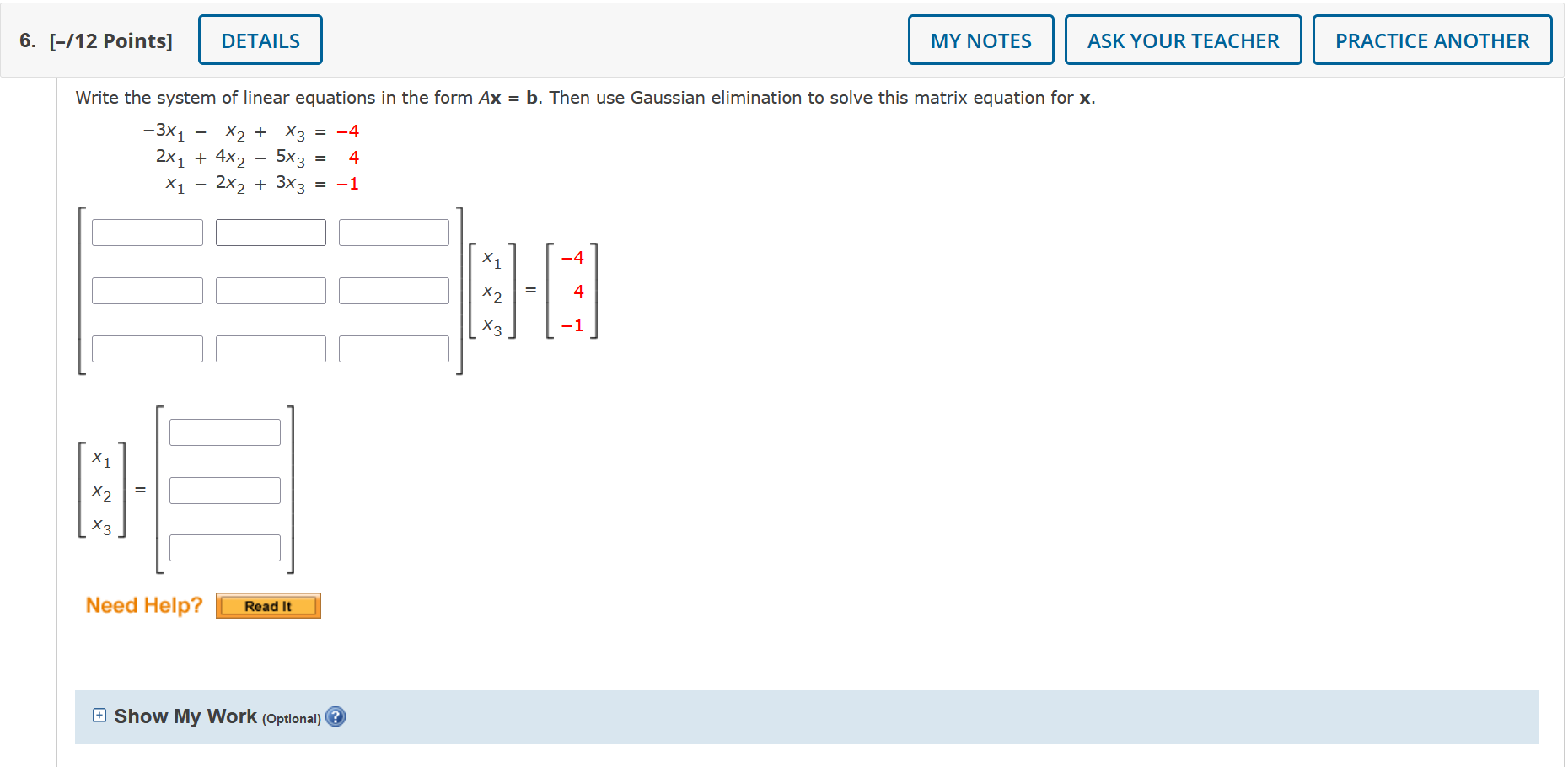 Solved Write the system of linear equations in the form Ax = | Chegg.com
