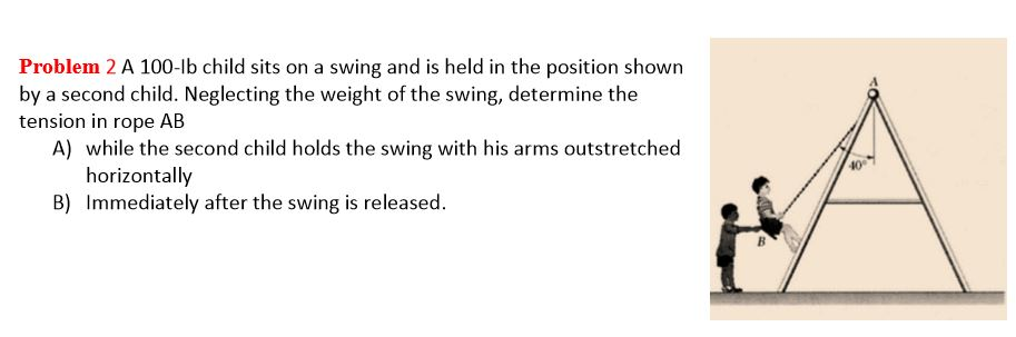 Solved Problem 2 A 100-lb child sits on a swing and is held | Chegg.com