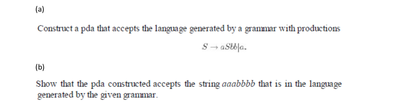 Solved Construct A Pda That Accepts The Language Generated 7218
