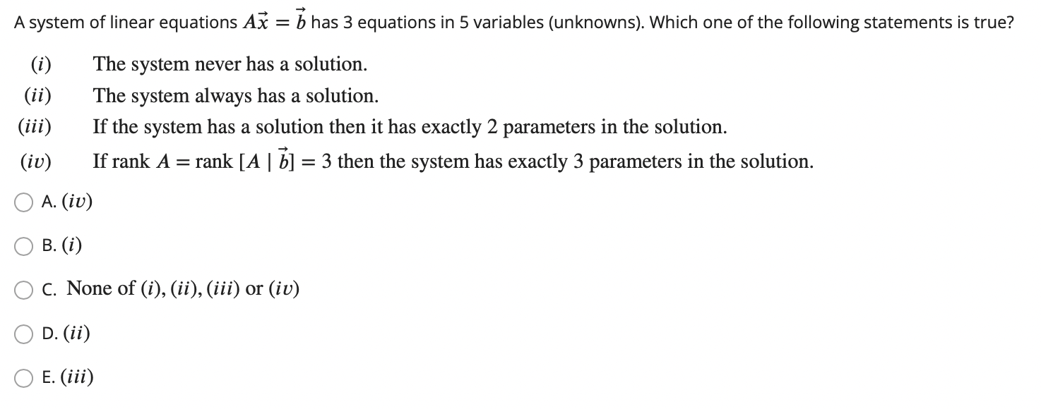 Solved A system of linear equations Ax=b has 3 equations in | Chegg.com