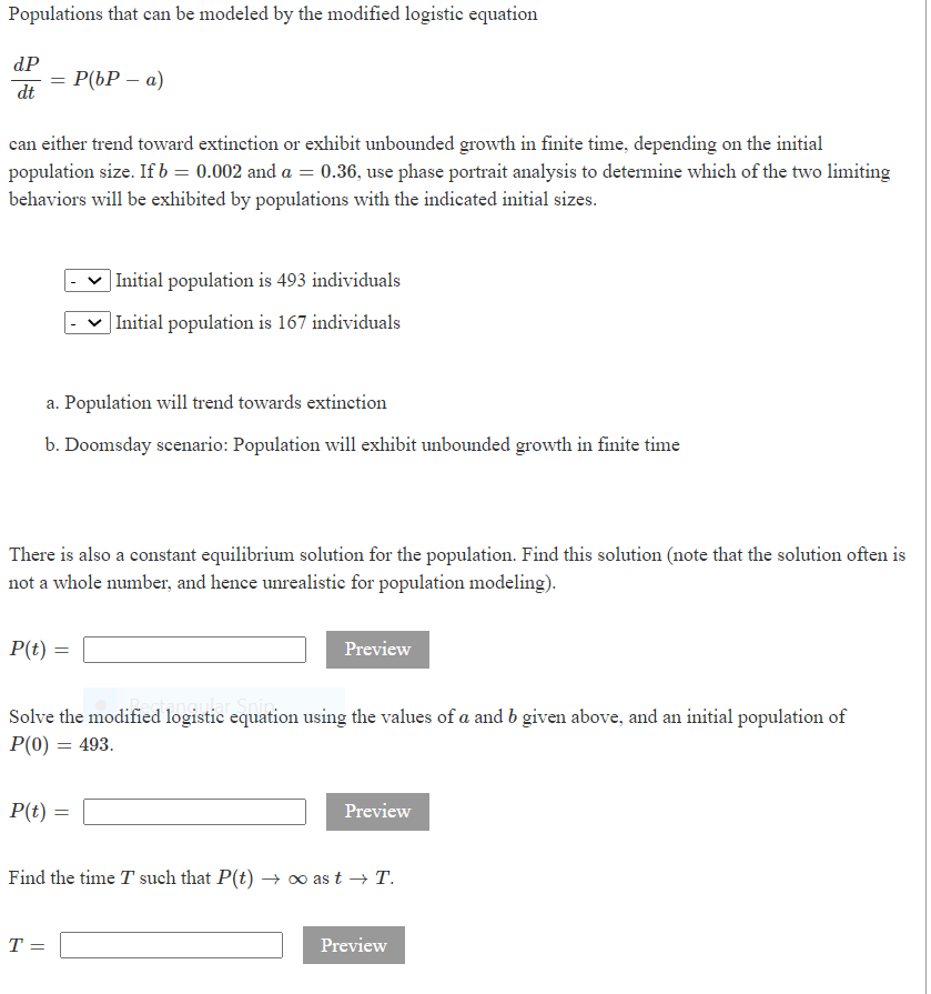 Solved Populations that can be modeled by the modified | Chegg.com