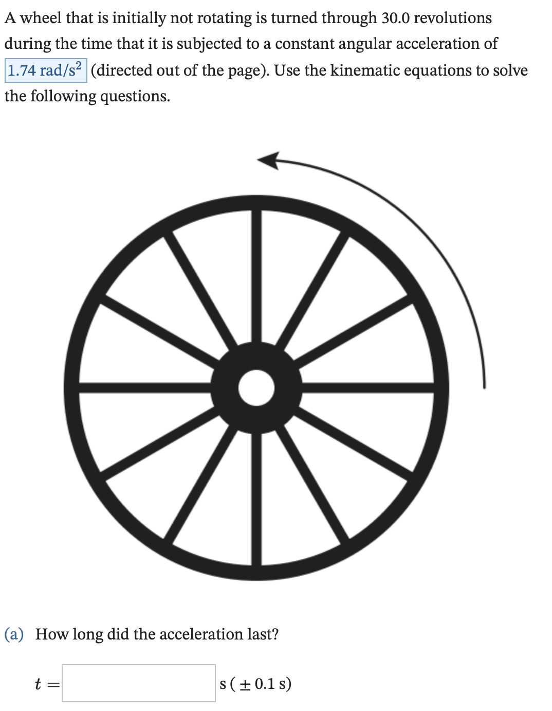 Solved A wheel that is initially not rotating is turned | Chegg.com