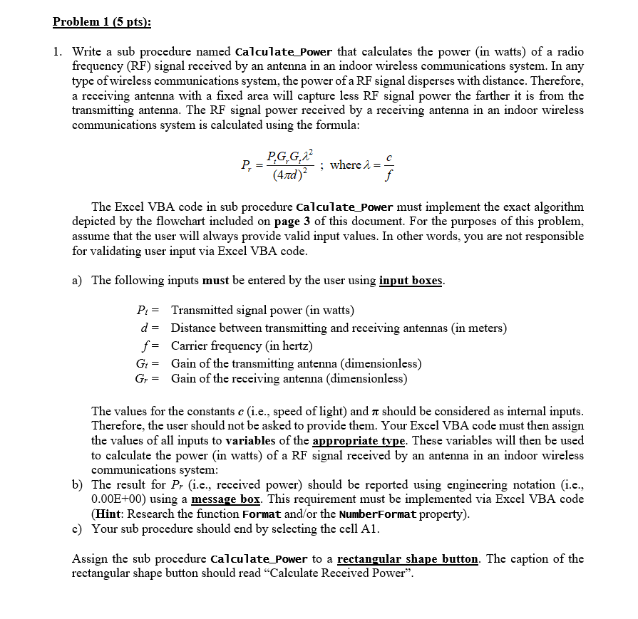 Problem 1 (5 pts): 1. Write a sub procedure named | Chegg.com