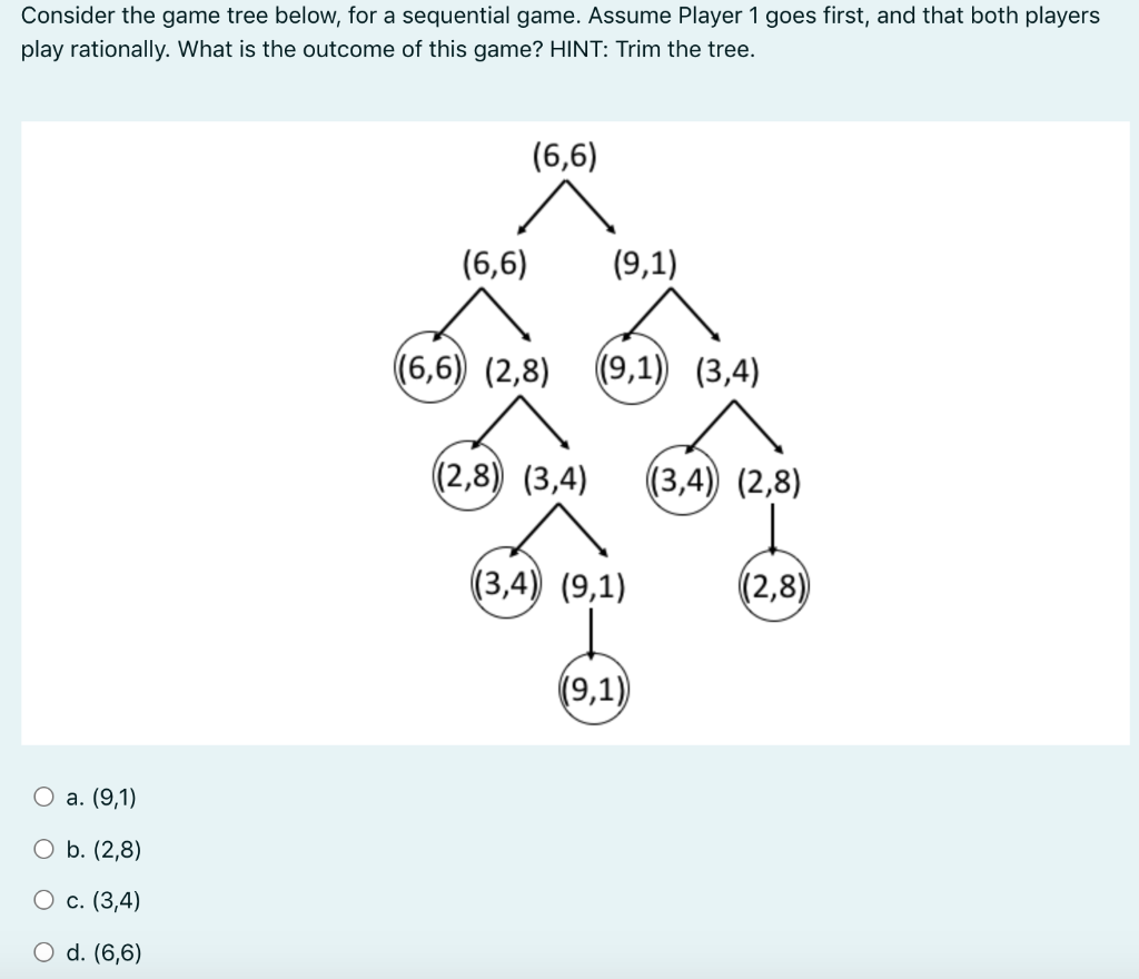Solved Consider the game tree below, for a sequential game. | Chegg.com