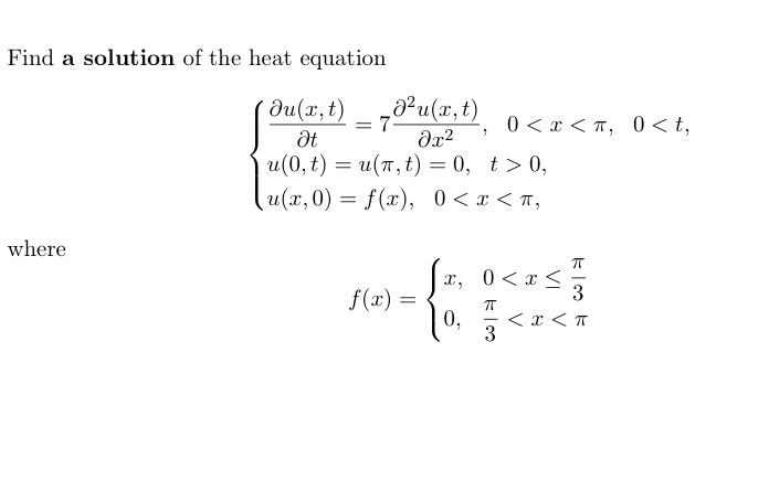 Solved Find a solution of the heat equation | Chegg.com