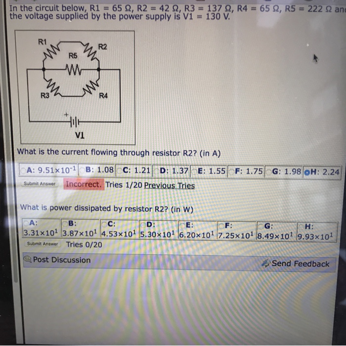 Solved In the circuit below, R1 = 65 Ω, R2 = 42 Ω, R3 = 137 | Chegg.com