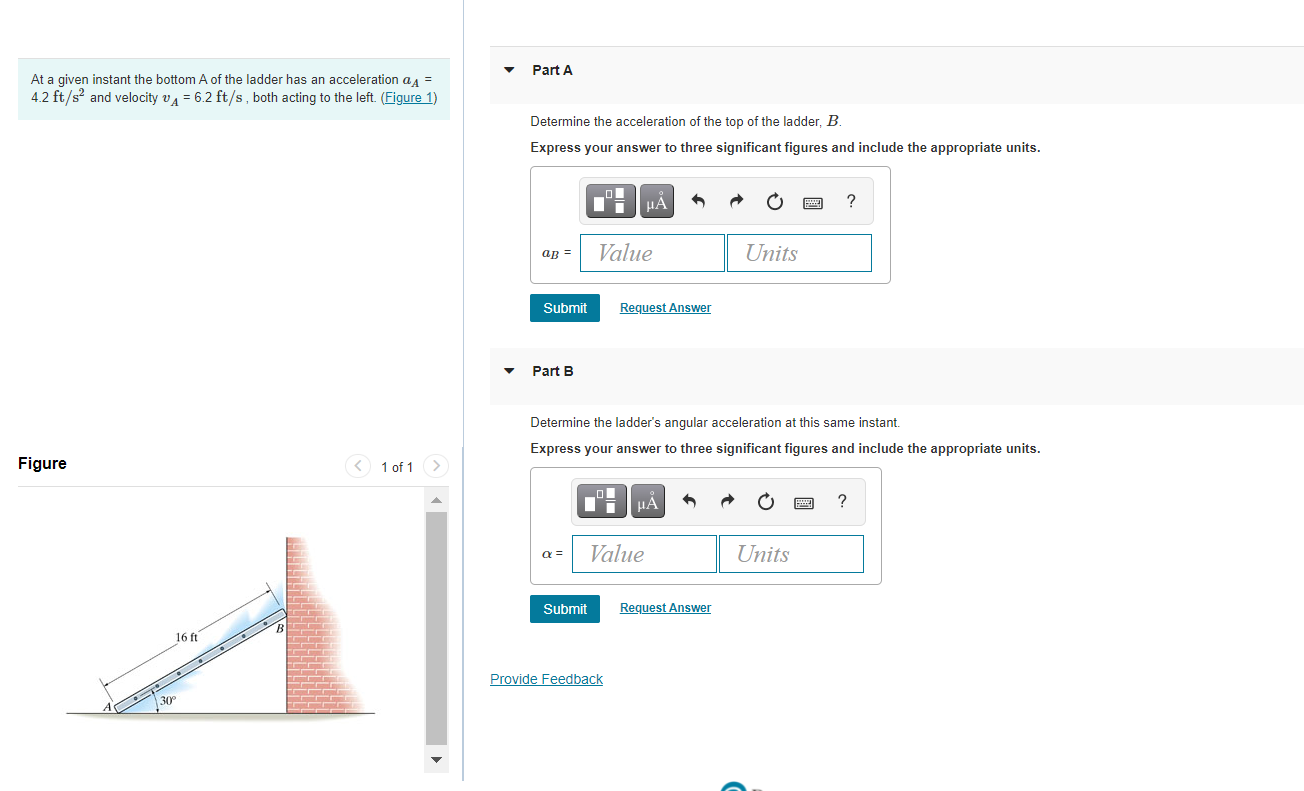 Solved Part A At a given instant the bottom A of the ladder | Chegg.com