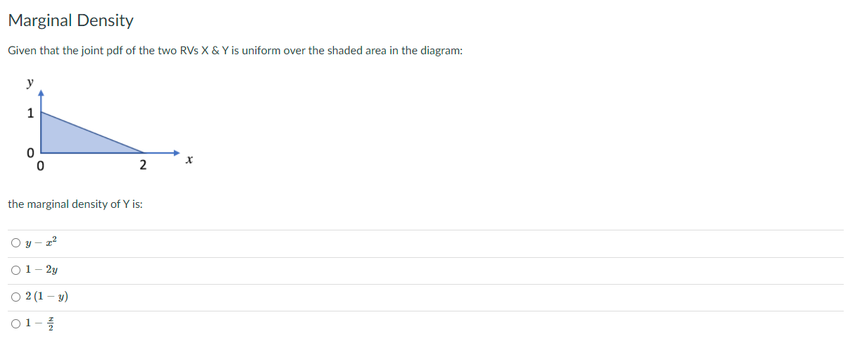 Solved Marginal Density Given that the joint pdf of the two | Chegg.com
