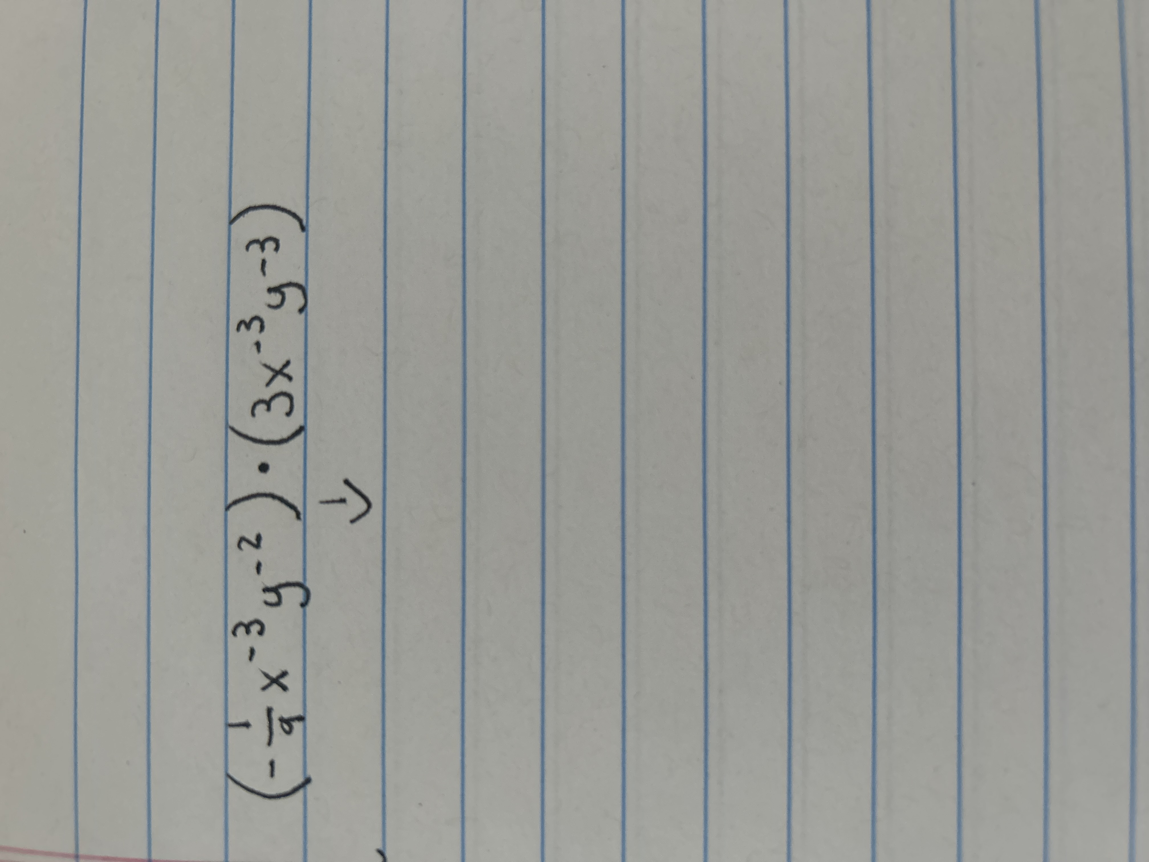Solved \\( \\left(-\\frac{1}{9} x^{-3} y^{-2}\\right) | Chegg.com