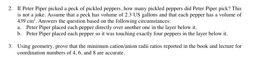 2. If Peter Piper picked a peck of pickled peppers, | Chegg.com