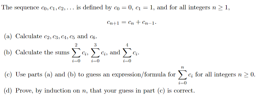 Solved The sequence co, C1, C2, ... is defined by co = 0, C1 | Chegg.com