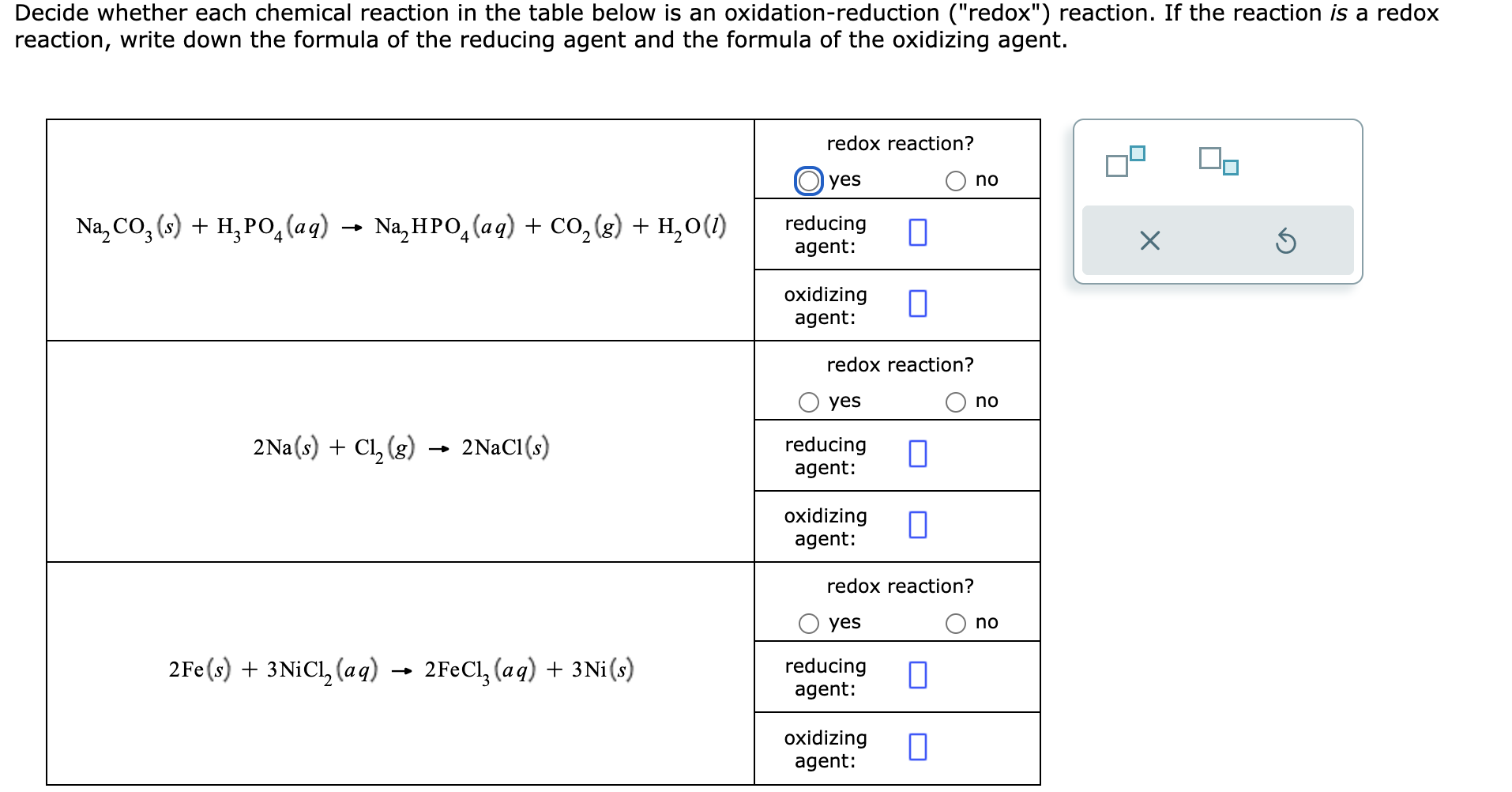 Solved Decide whether each chemical reaction in the table | Chegg.com