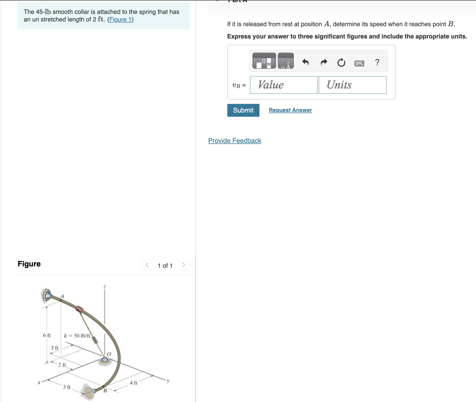 Solved The 45-lb smooth collar is attached to the spring | Chegg.com
