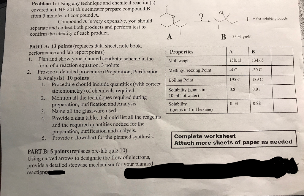 Solved Problem 1: Using any technique and chemical | Chegg.com