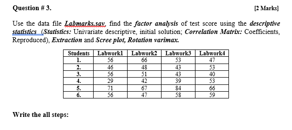 Solved Question # 3. [2 marks] Use the data file | Chegg.com