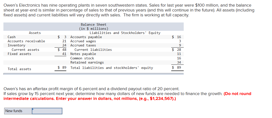 Solved Owen's Electronics has nine operating plants in seven | Chegg.com