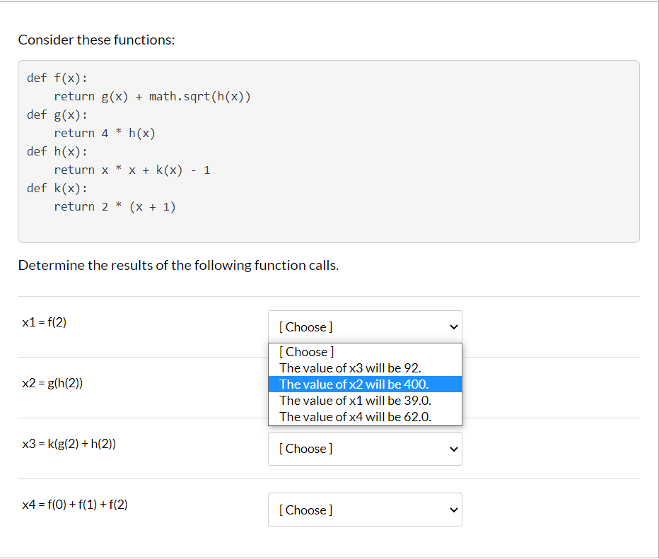 Solved Consider These Functions Def F X Return G X