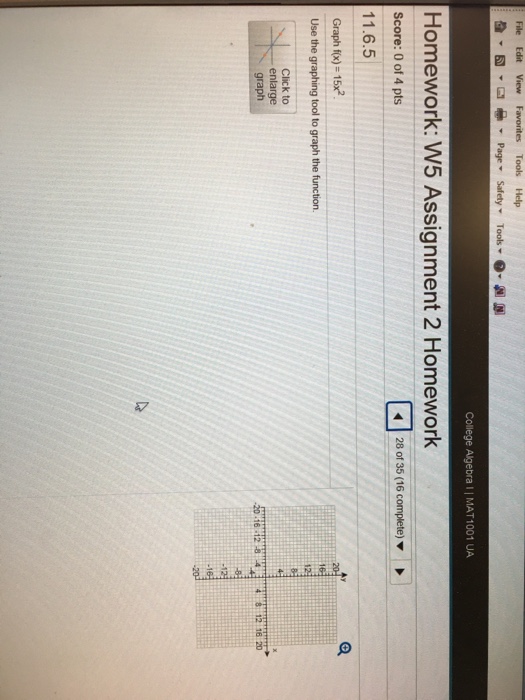 Solved Graph f(x) = 15x^2. Use the graphing tool to graph | Chegg.com