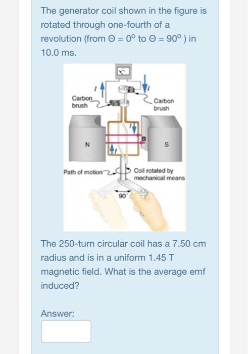 Solved The generator coil shown in the figure is rotated | Chegg.com