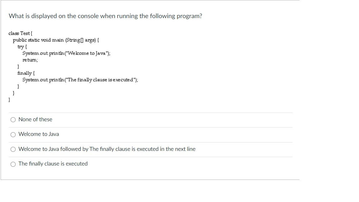 Solved What is displayed on the console when running the | Chegg.com