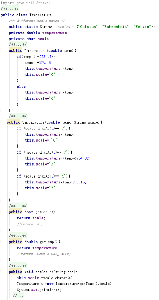 Solved import java. uti1. Arrays public class Temperature | Chegg.com