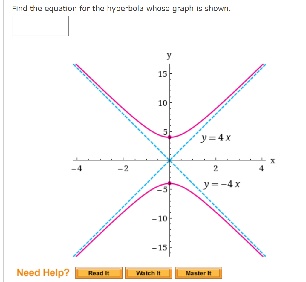 Solved Find the equation for the hyperbola whose graph is | Chegg.com