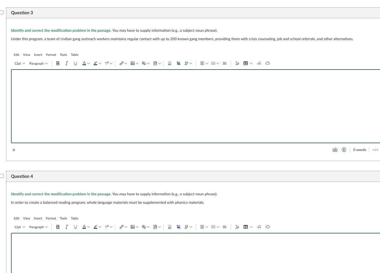Identify and correct the modification problem in the | Chegg.com