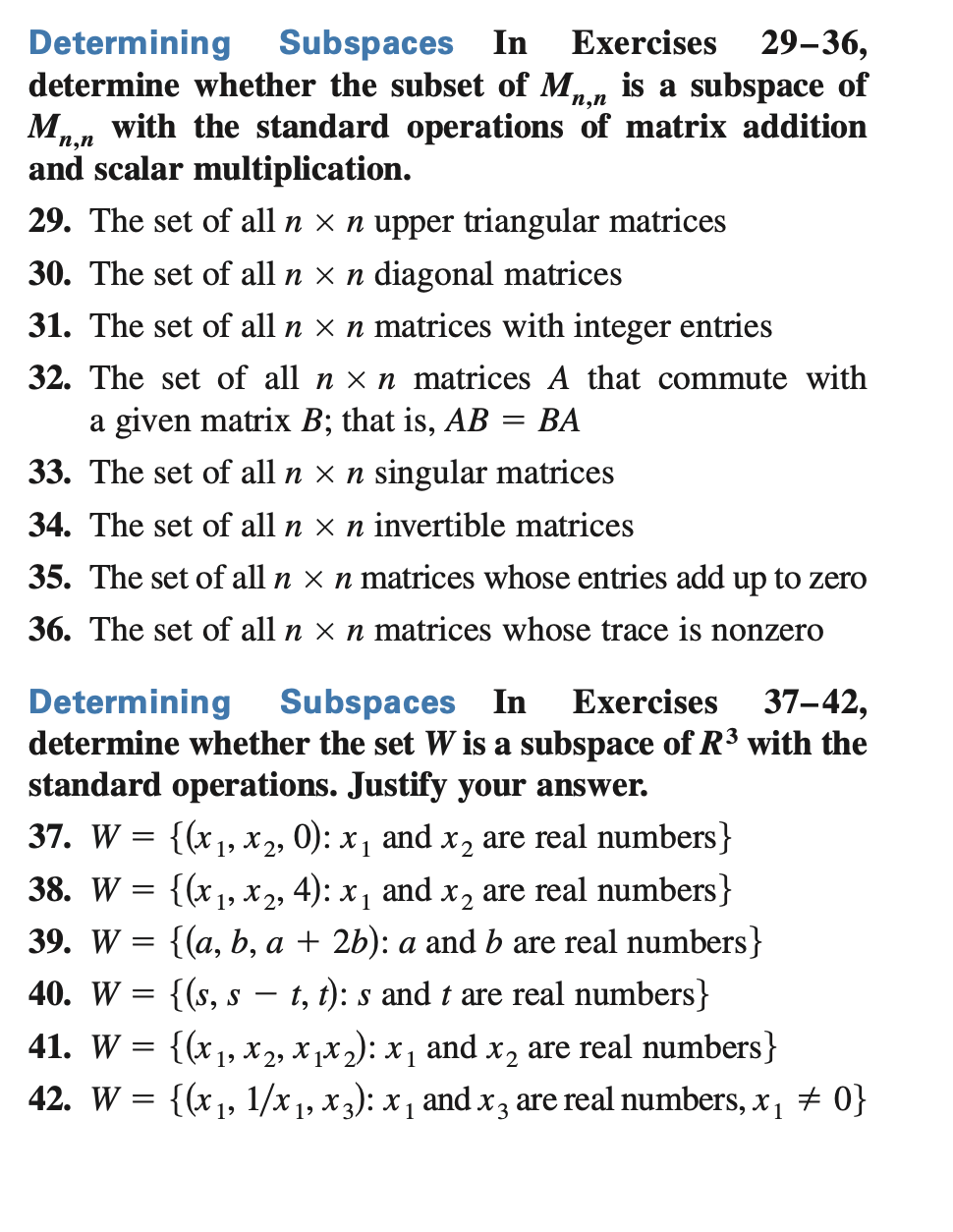 Solved Determining Subspaces In Exercises 29-36, determine | Chegg.com