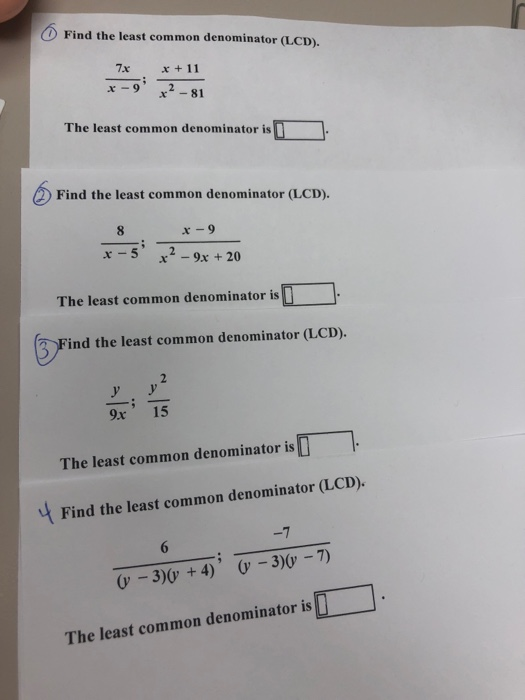 Solved O Find The Least Common Denominator Lcd 7x X 11 X 9