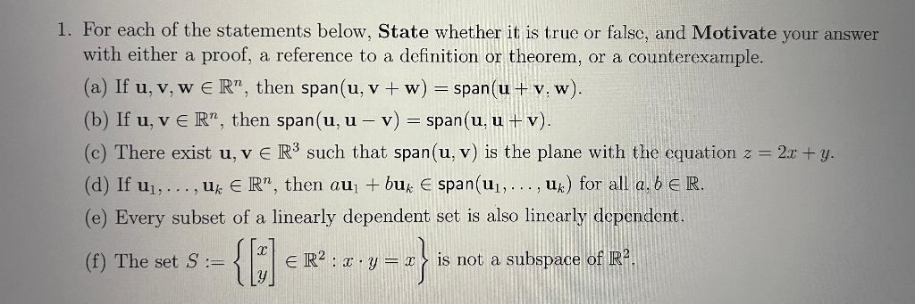 Solved Please provide a proof or counter example for each as | Chegg.com