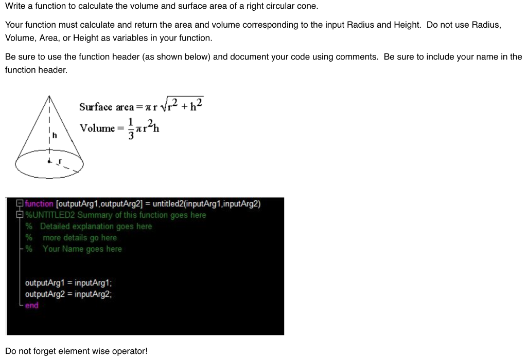 (Solved) : Write Function Calculate Volume Surface Area Right Circular ... (Solved) : Write Function Calculate Volume Surface Area Right Circular ...