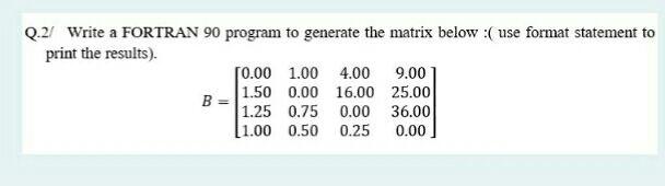 Solved Q.2/ Write a FORTRAN 90 program to generate the | Chegg.com