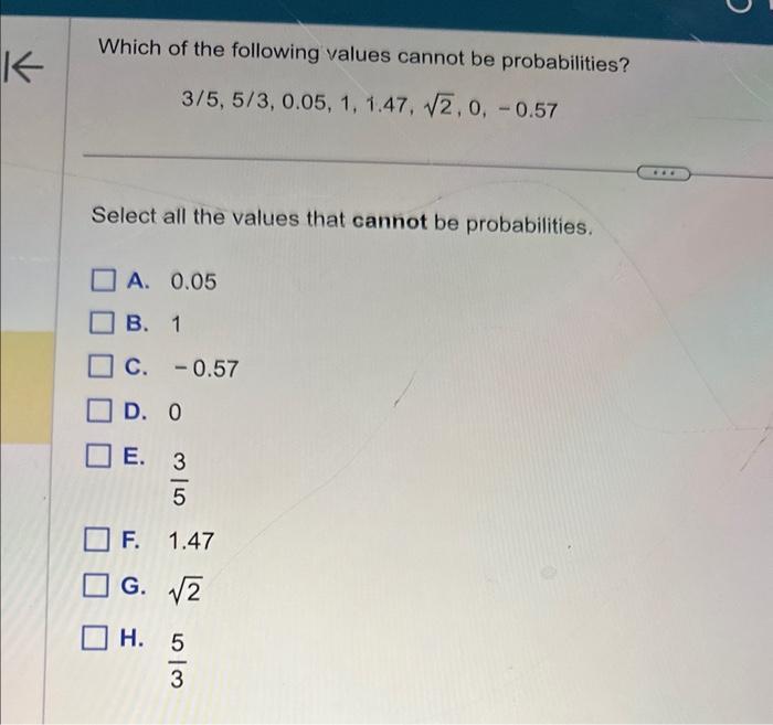 Solved Which of the following values cannot be | Chegg.com