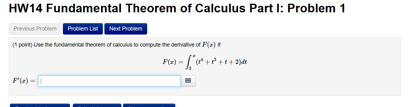 Solved HW14 Fundamental Theorem of Calculus Part I: Problem | Chegg.com