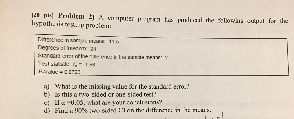 Solved ptsl Problem 2) A computer program has produced the | Chegg.com