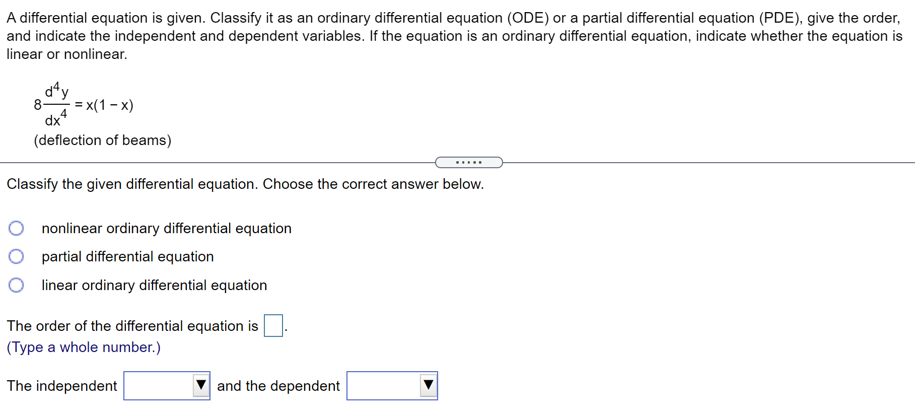 Solved A differential equation is given. Classify it as an | Chegg.com