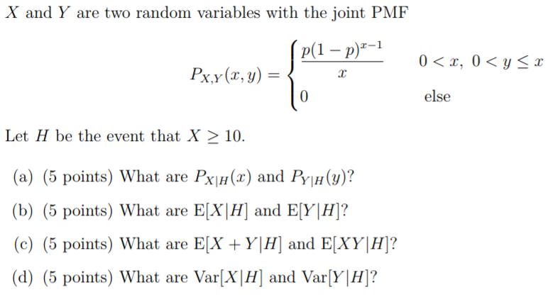 X and Y are two random variables with the joint PMF | Chegg.com