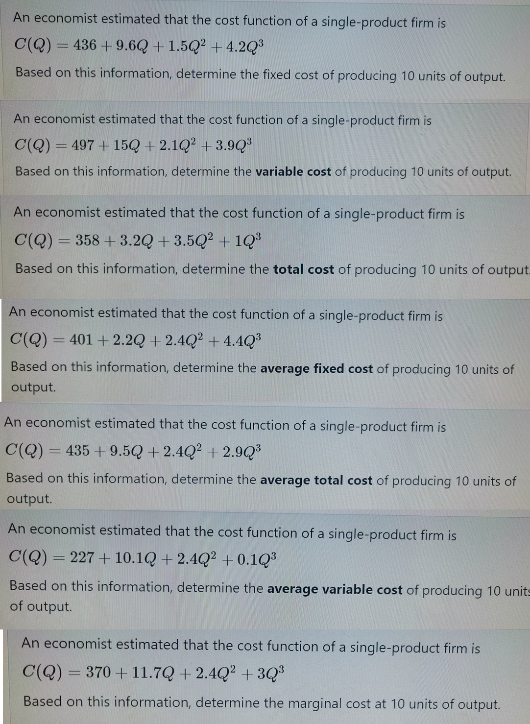 Solved An economist estimated that the cost function of a | Chegg.com