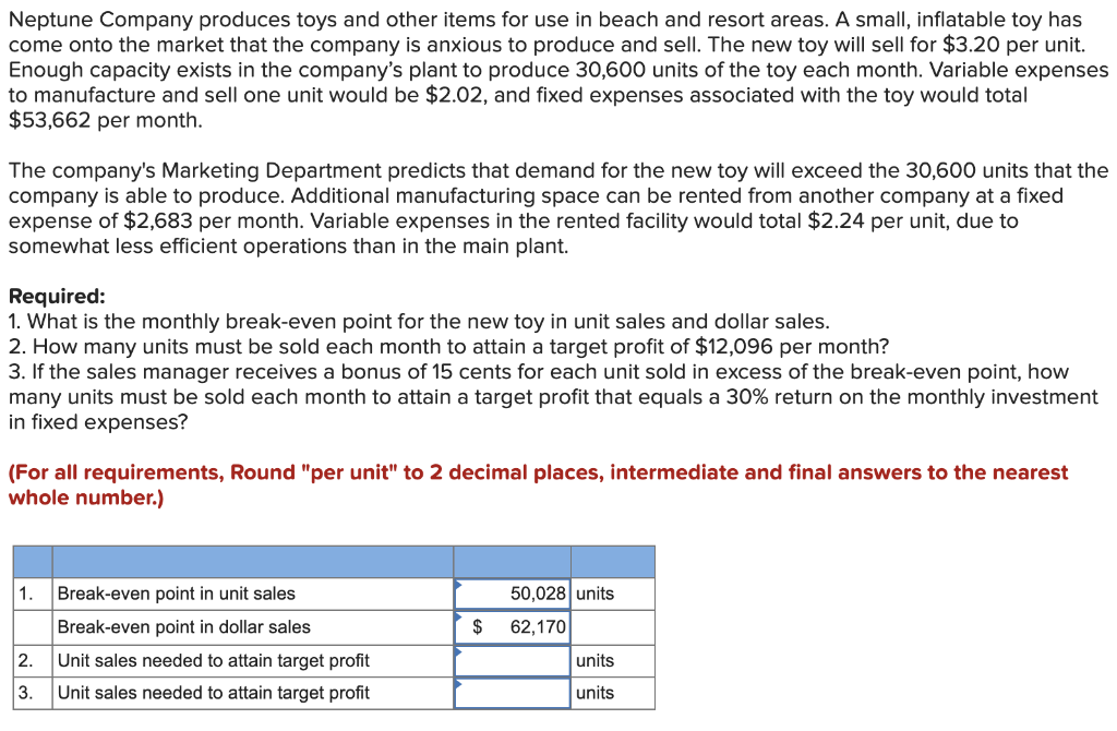 Solved Neptune Company produces toys and other items for use | Chegg.com