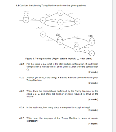 Solved 4.2 Consider the following Turing Machine and solve | Chegg.com