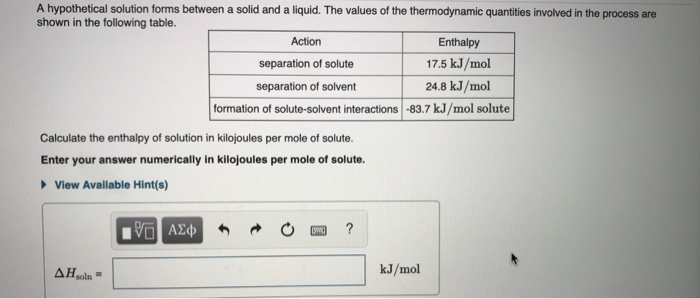 Solved A hypothetical solution forms between a solid and a | Chegg.com